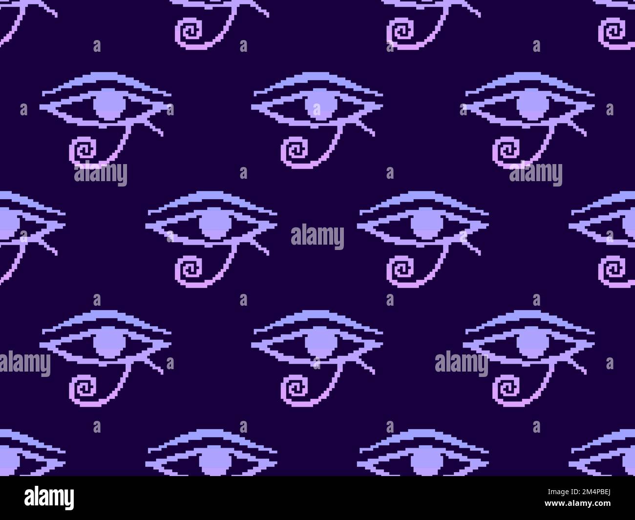 Eye of Horus in pixel style seamless pattern. Pixelated Eye of Ra ...