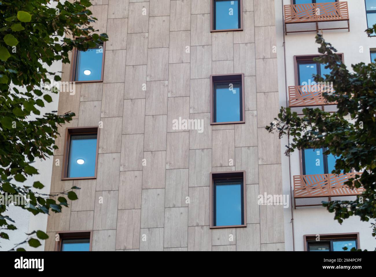 Modern residential building facade architecture details close view ...