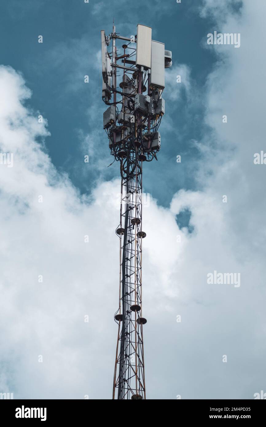 Mobile telecommunication tower or cell tower with antennae and ...