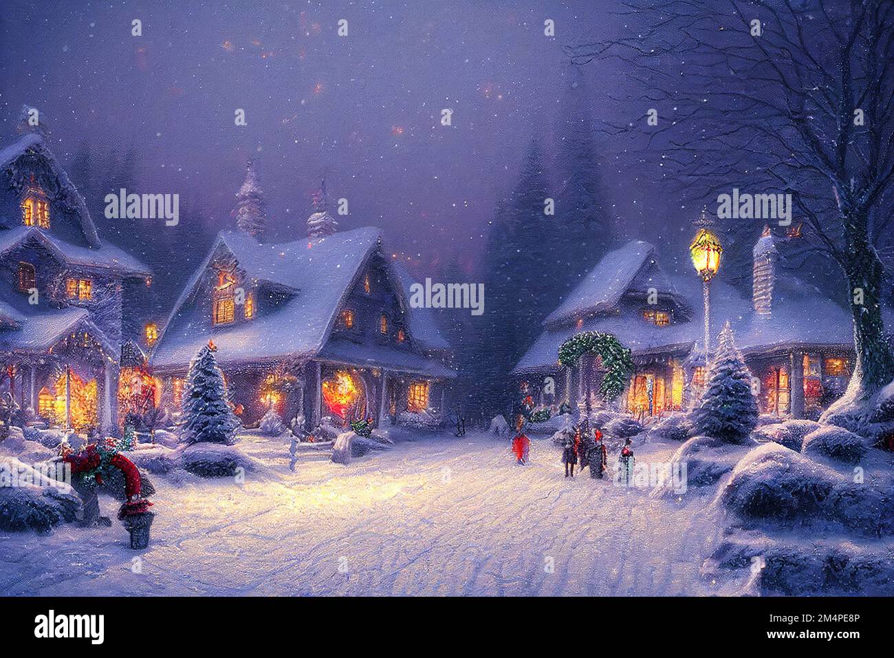 Snowy Christmas Village Wallpaper