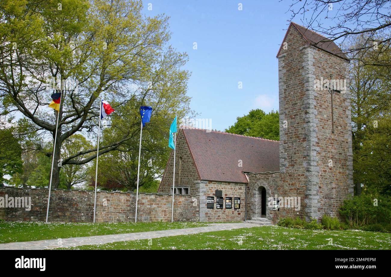 The entrance to the German War Cemetery at Marigny, Normandy, France ...
