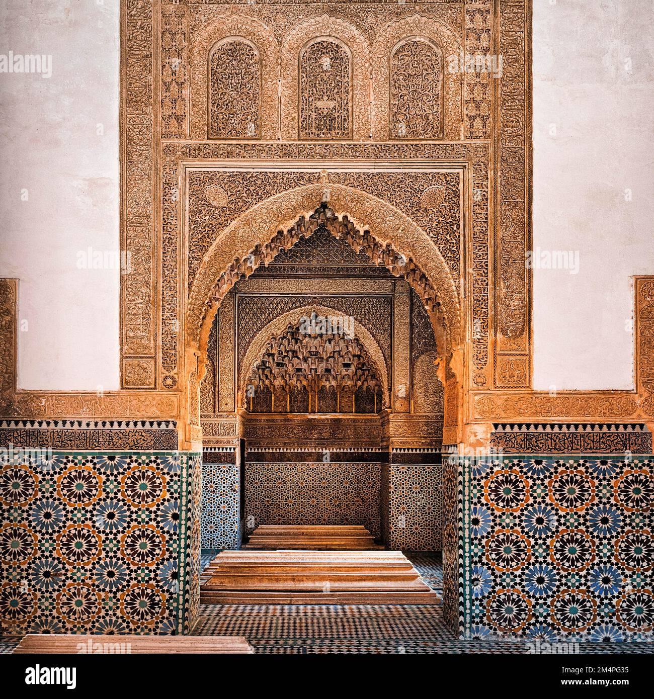Tomb of the Alawite Sultan Moulay El Yazid, tile mosaics, ornaments ...
