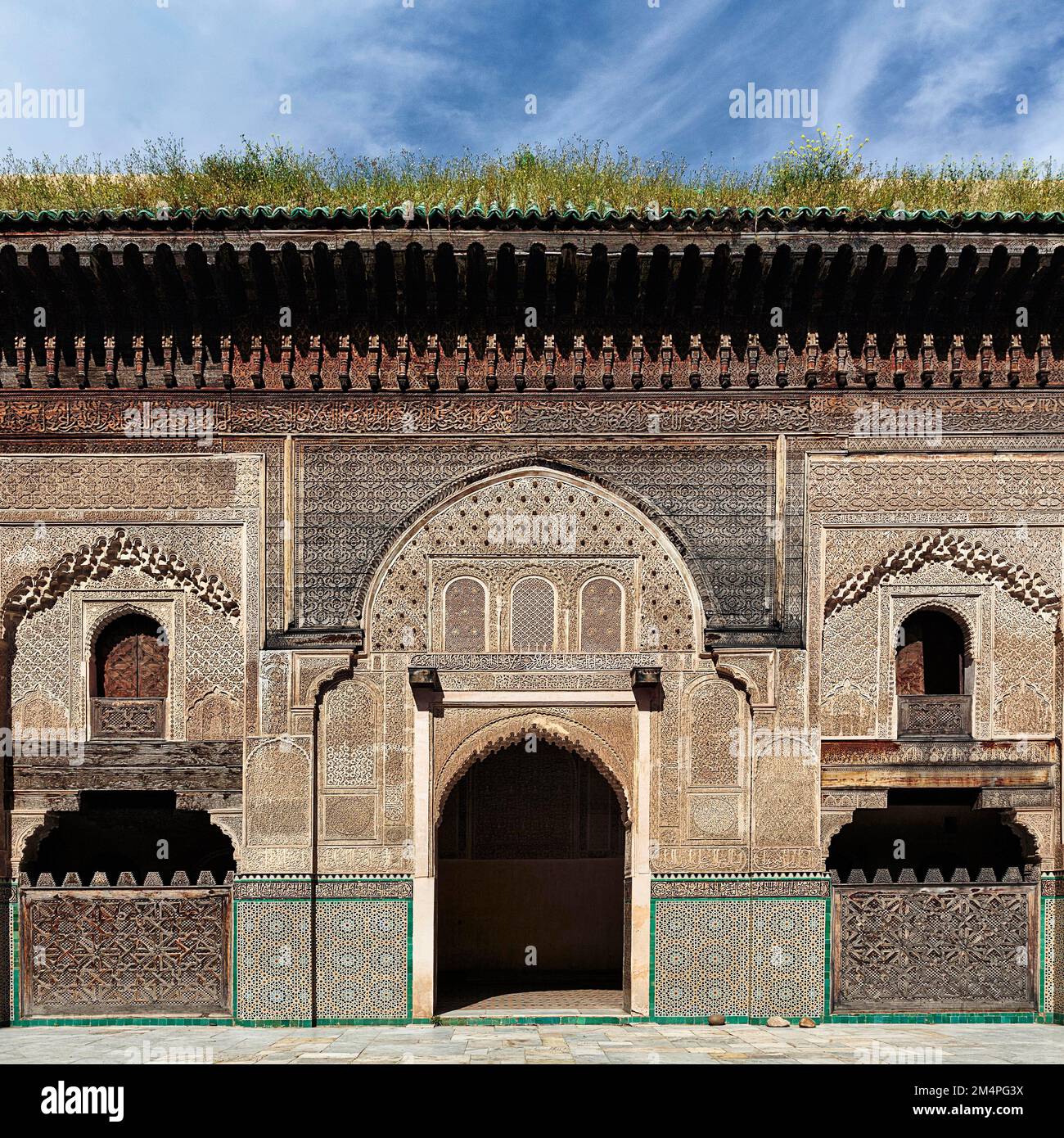 Wooden facade and roof structure, carvings, ornaments and lattices ...