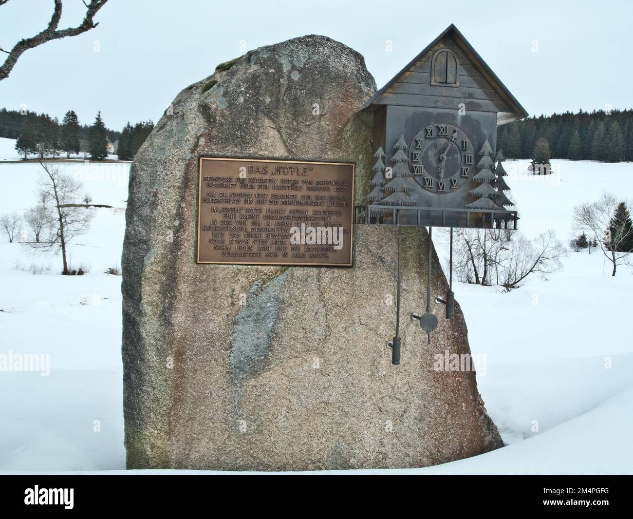 Memorial stone Das Hoefle, oldest farm of Schoenwald, first cuckoo ...