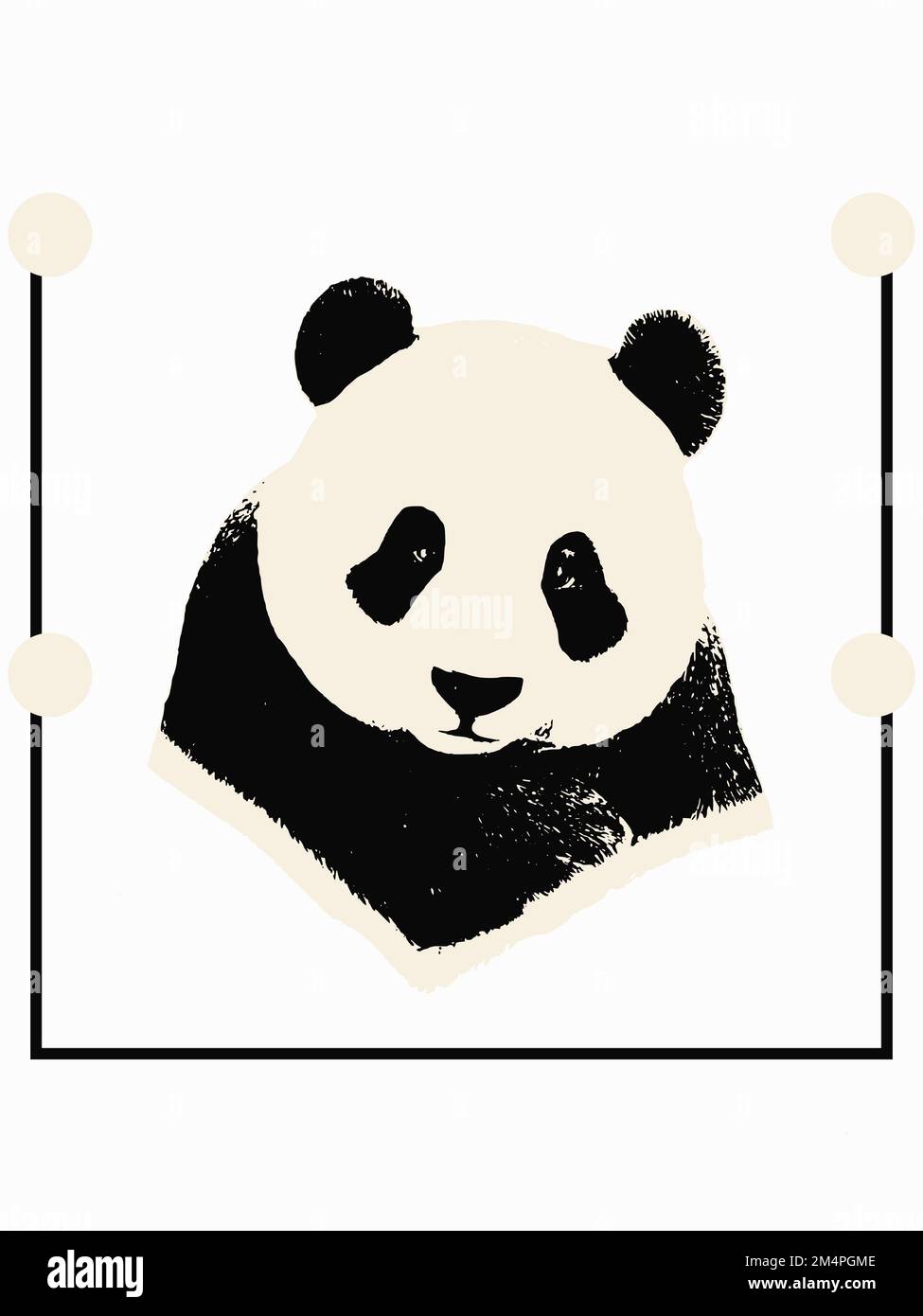 Panda head and geometric lines, 3D rendering, illustration for use as ...