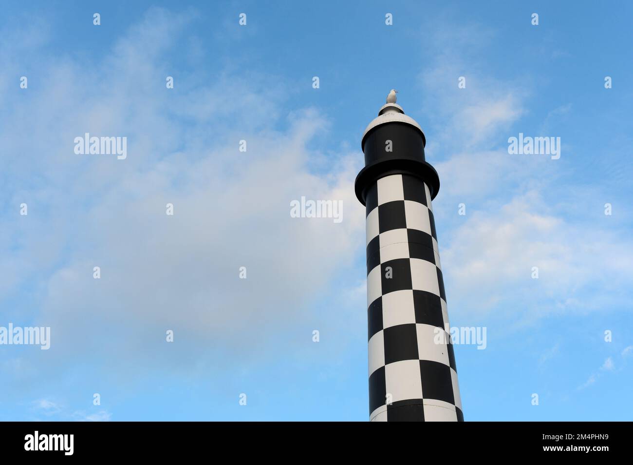 Lighthouse with black and white chequer design at Port Glasgow Stock ...