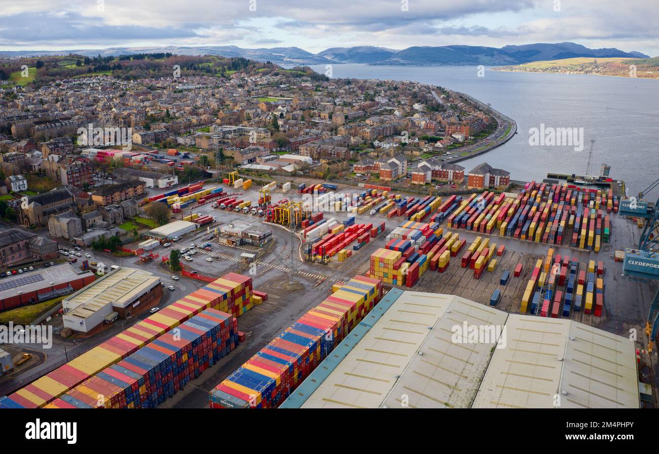 Storage containers ready for transportation of export goods from port ...