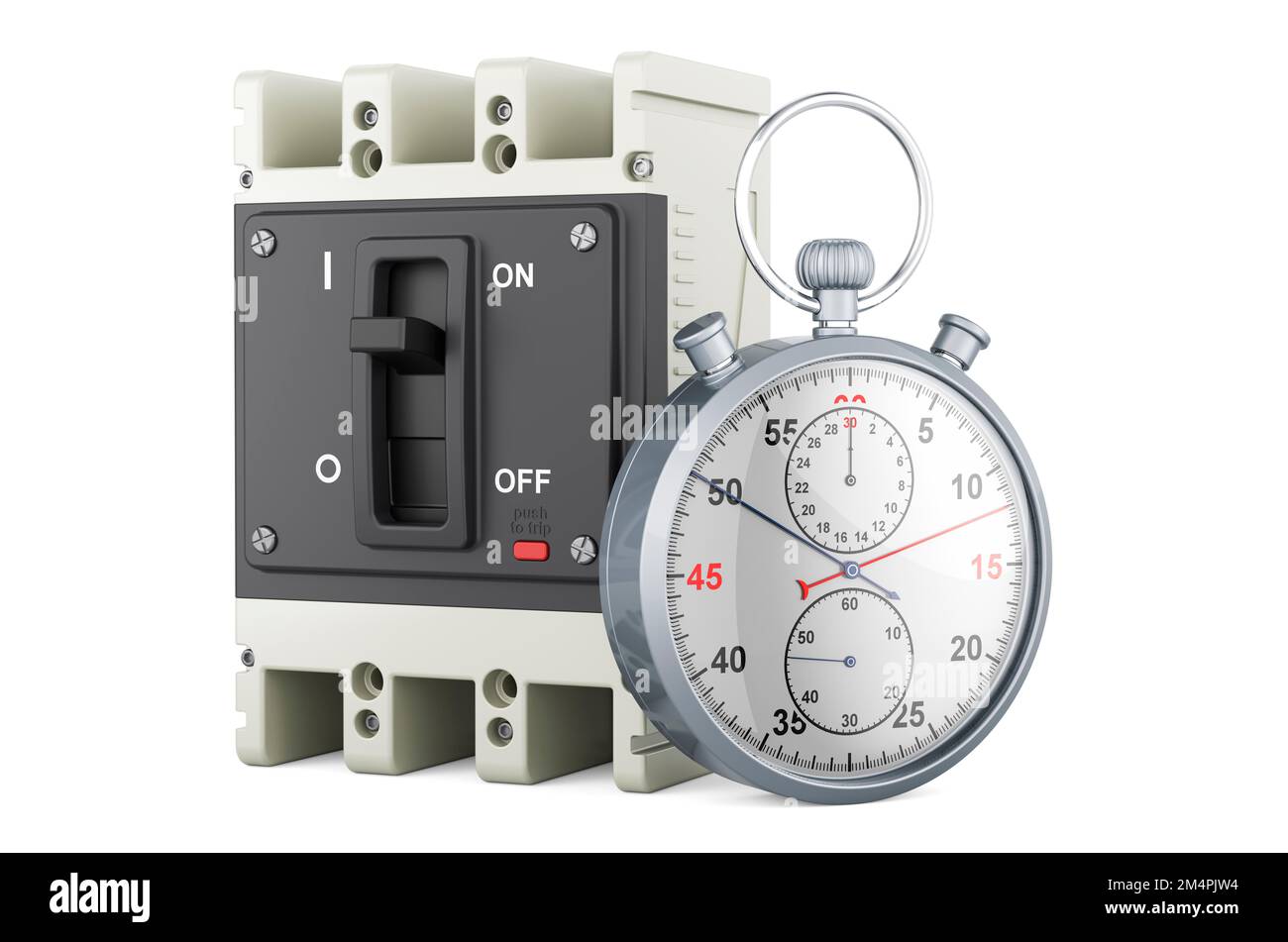 Circuit breaker with stopwatch, 3D rendering isolated on white ...