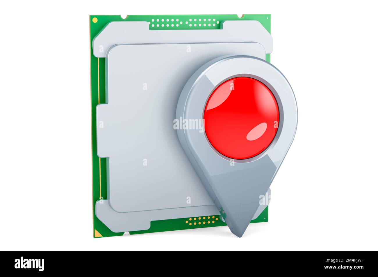 CPU computer processor unit with map pointer. 3D rendering isolated on white background Stock ...