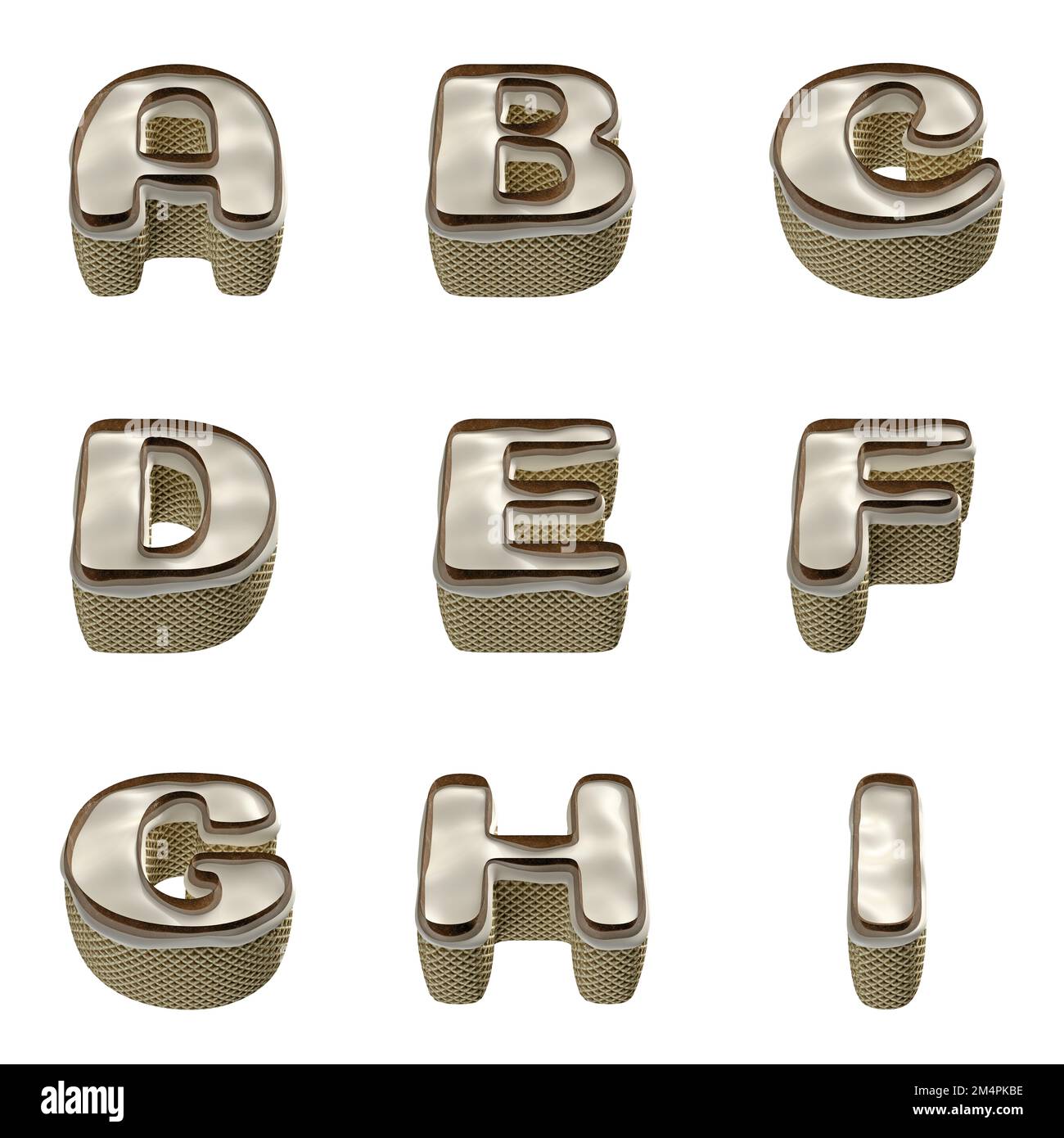 3D Render Set of Waffle Alphabet - Font including Letters, Numbers and ...