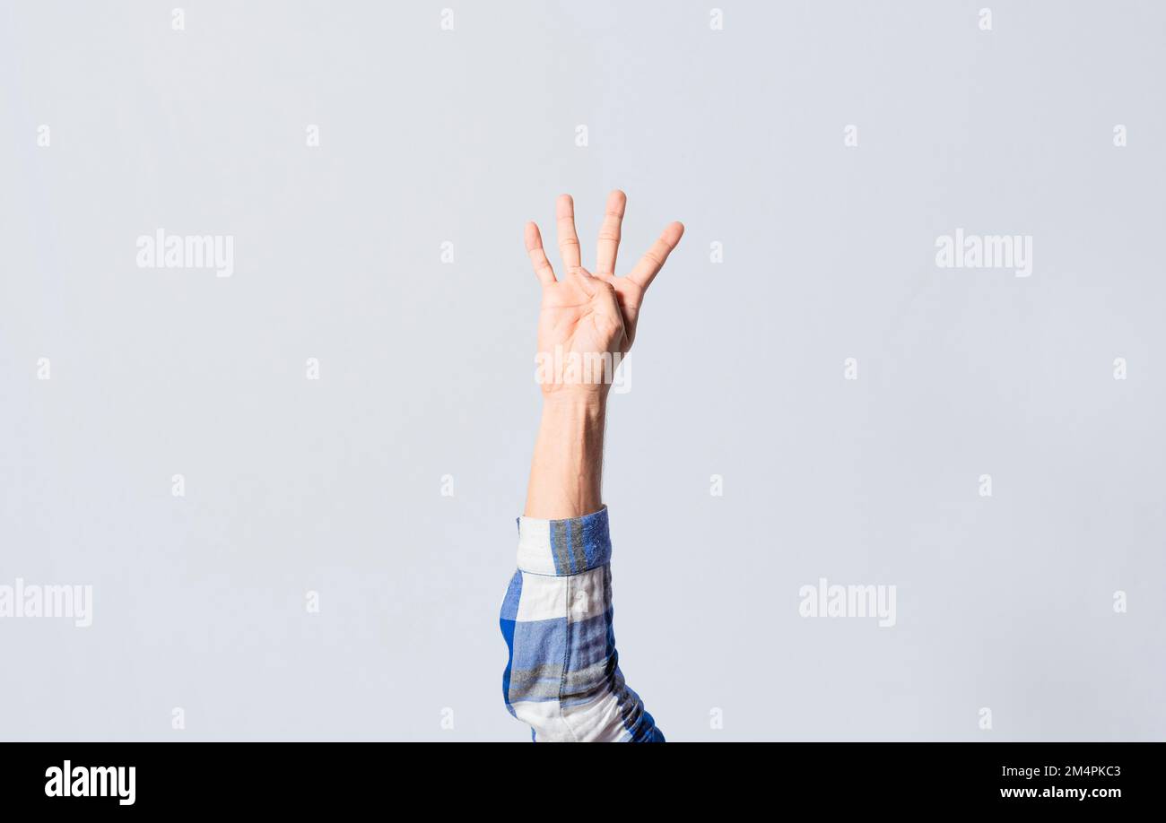 Number FOUR in sign language. Deaf and dumb counting the number FOUR in ...