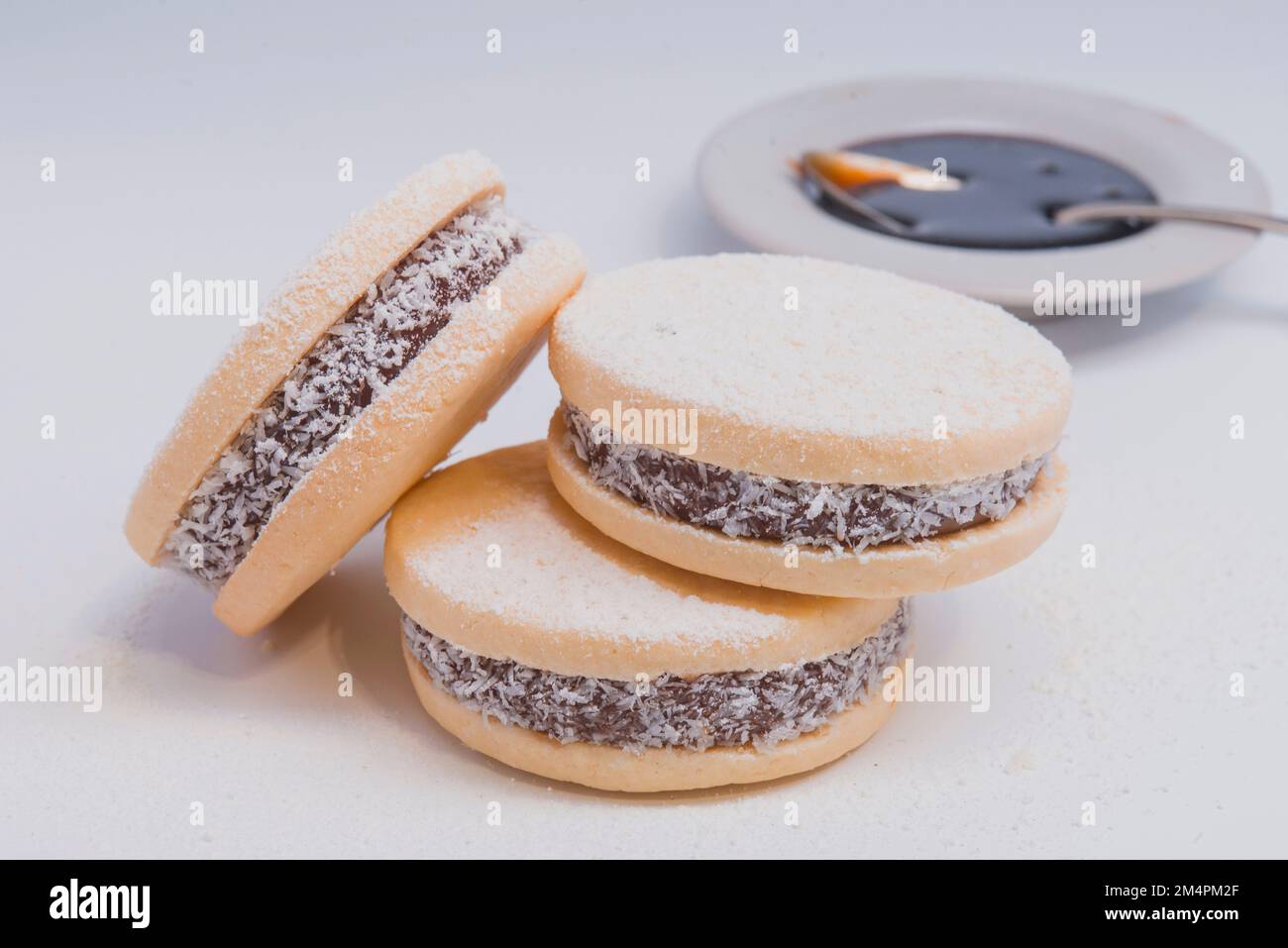 alfajores traditional peruvian cookies filled caramel Stock Photo - Alamy