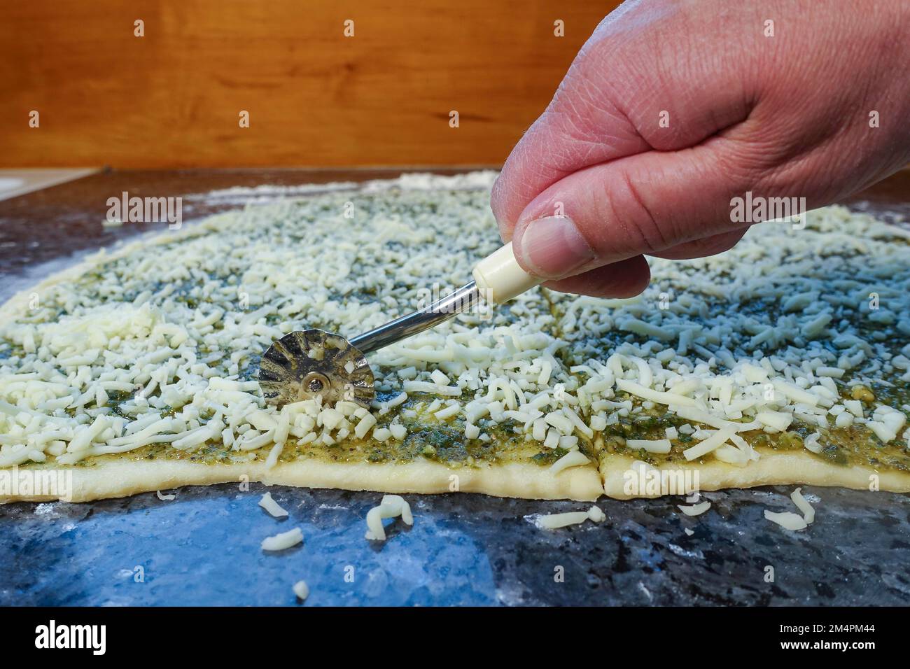 Swabian cuisine, preparing hearty snail pasta, salty, yeast pastry ...