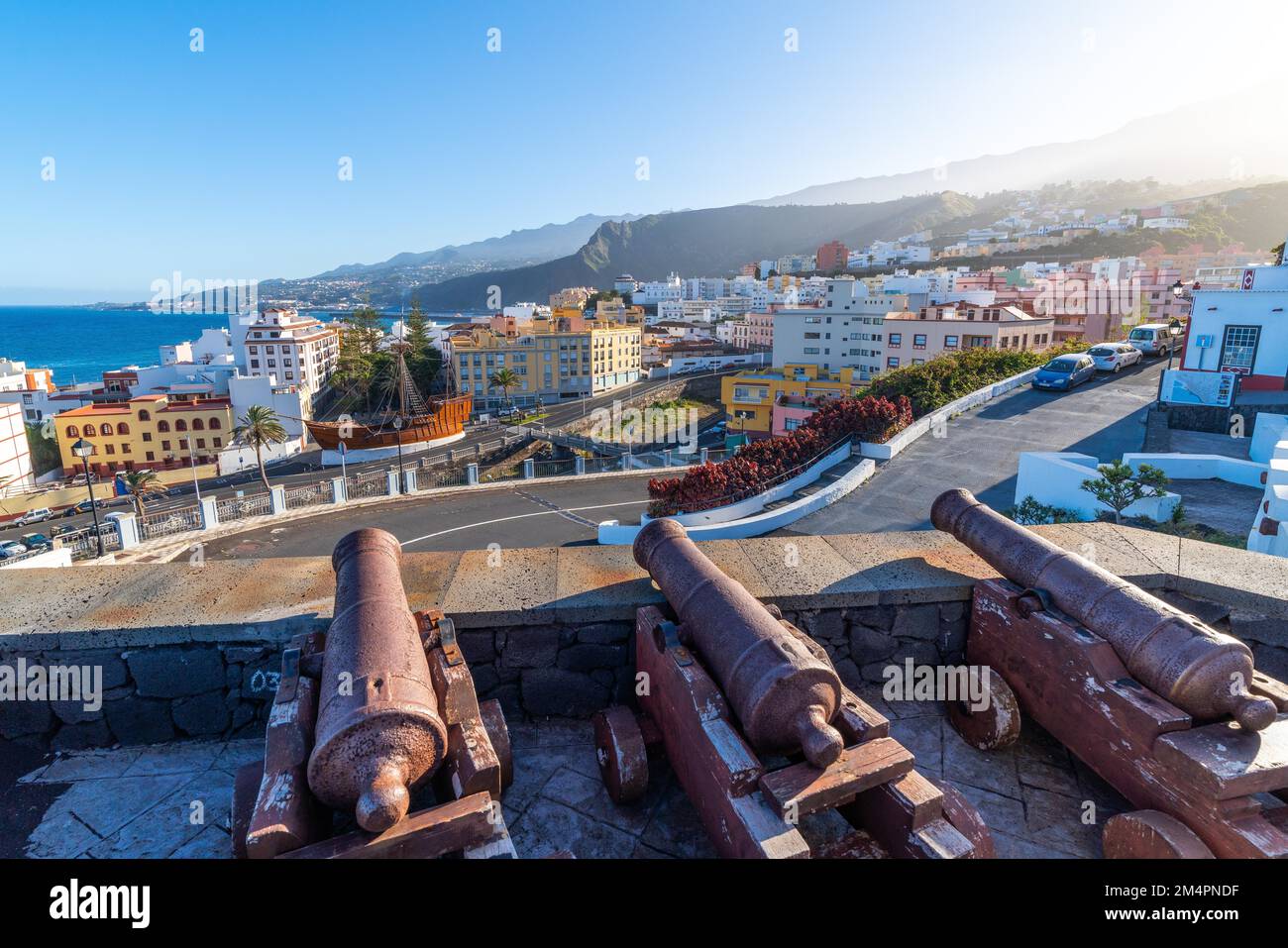 View over the cannons of the fortress Castillo de la Virgen to the ...