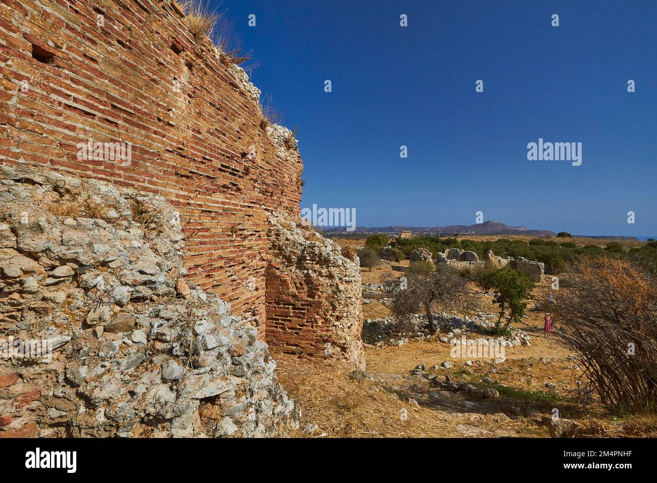 Aptera, ruins of buildings, remains of walls, red brick wall, ruins ...