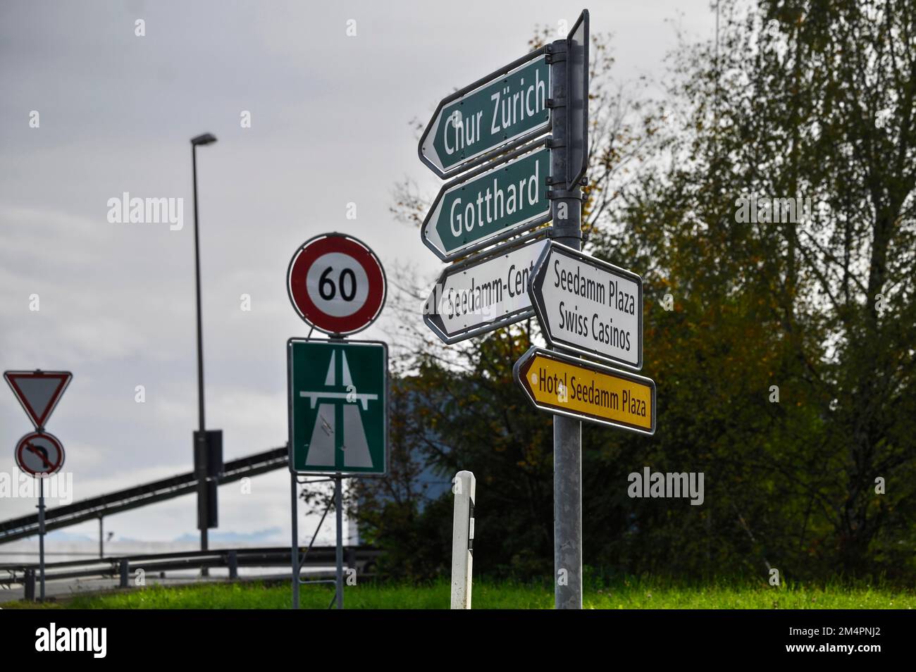 Signposts and traffic signs, Switzerland Stock Photo - Alamy