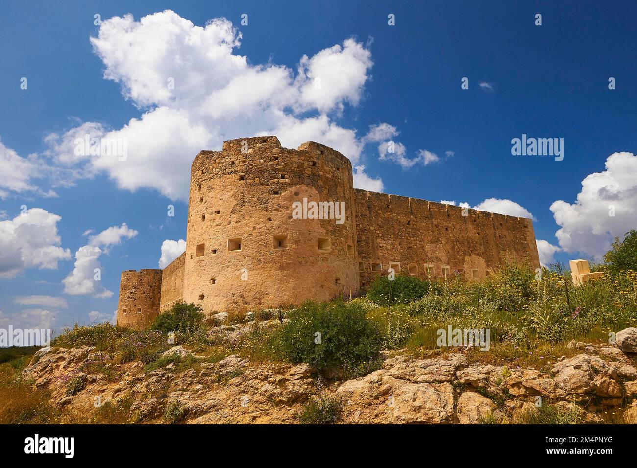 Aptera Fortress, Koule Fortress, Turkish, partly restored, blue sky ...