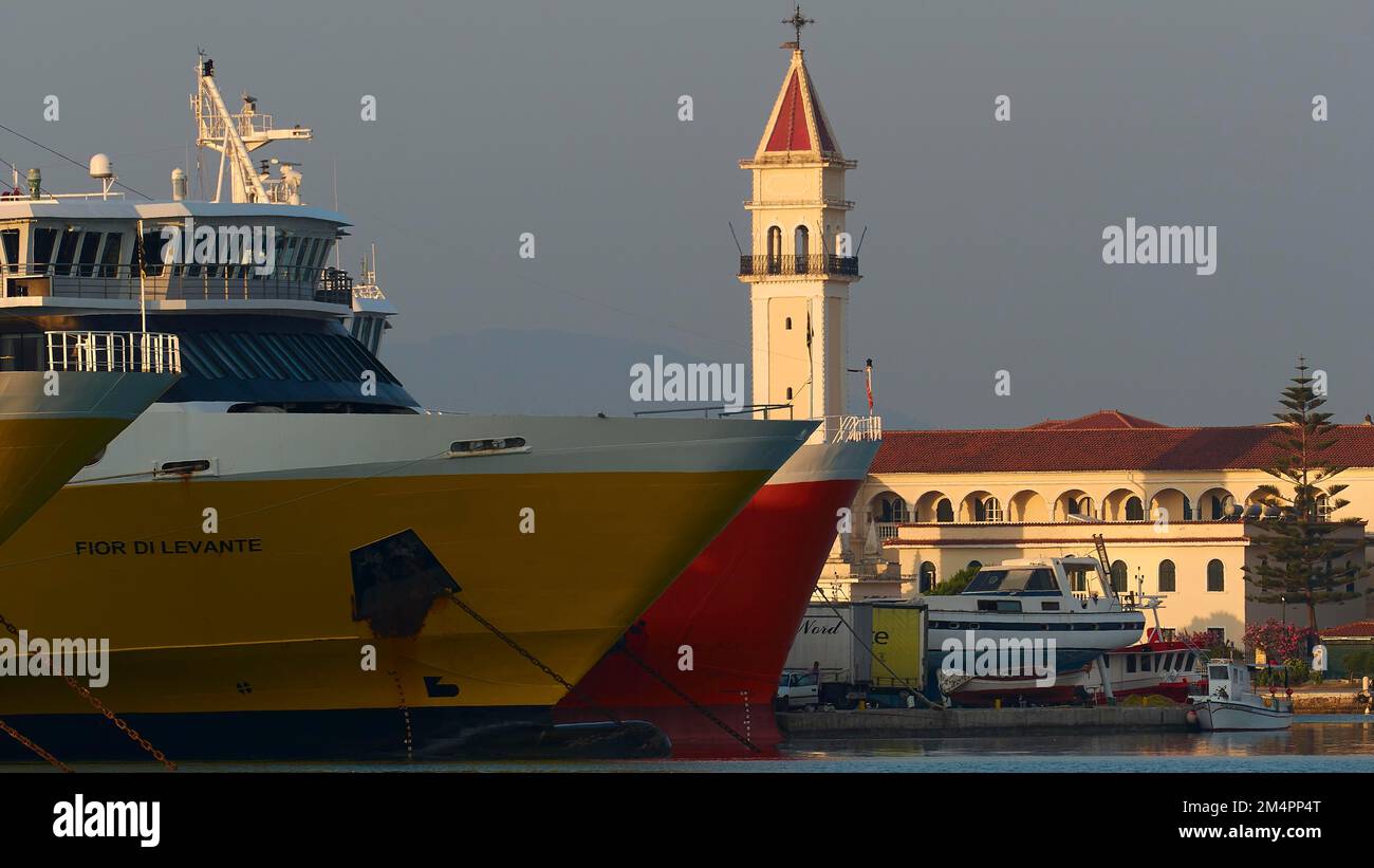 Zakynthos, Zakynthos Town, Port, Zante Ferry, Agios Dionysios Church ...