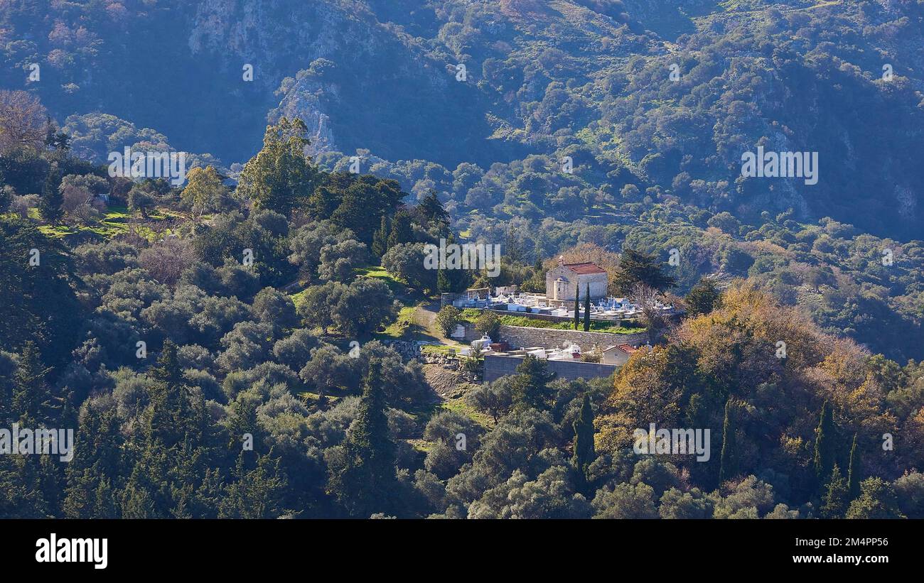Chapel and cemetery outside the village, Argyroupolis, Lappa, Rethymnon ...