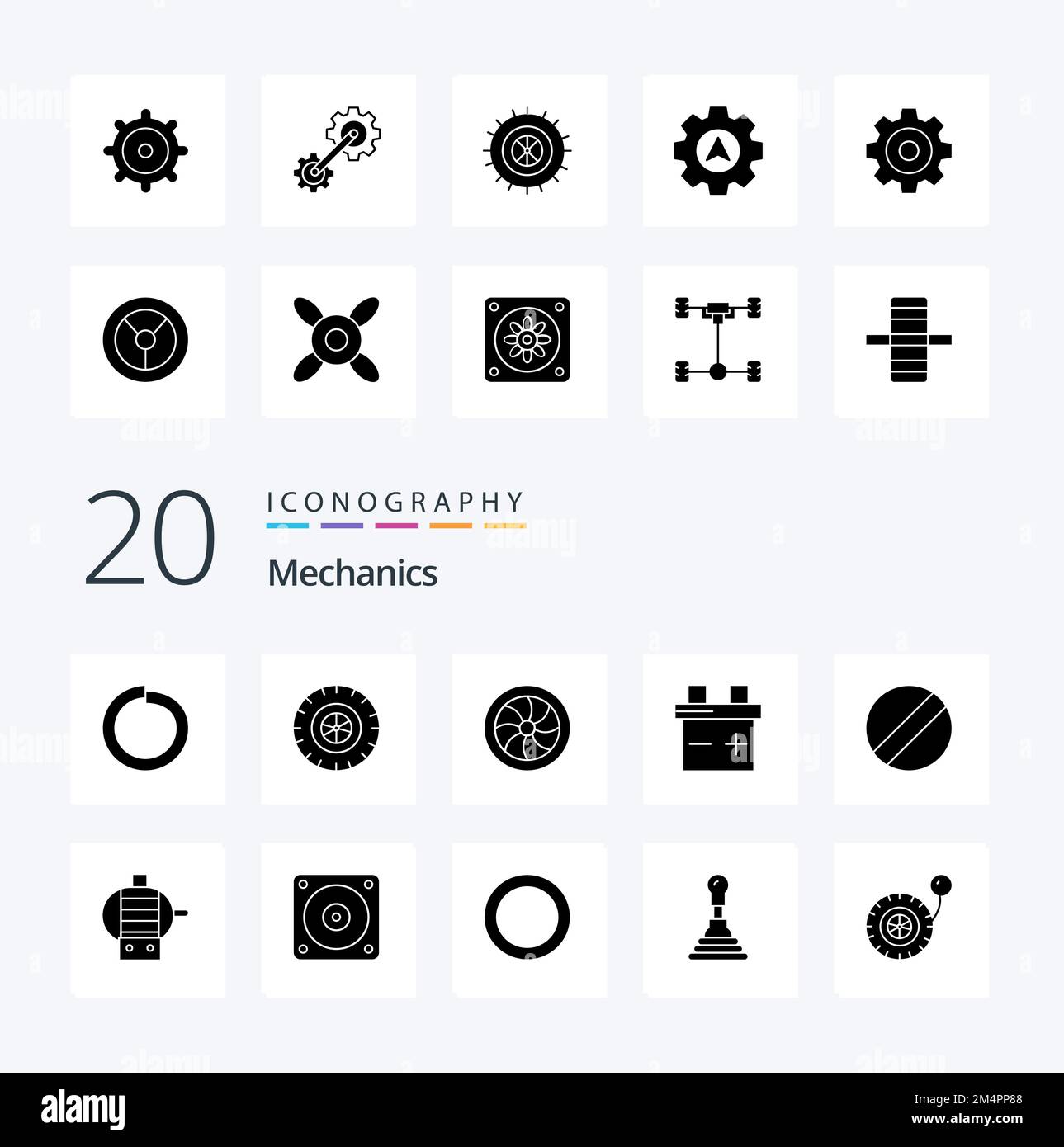 20 Mechanics Solid Glyph icon Pack like fan engine repair electric ...