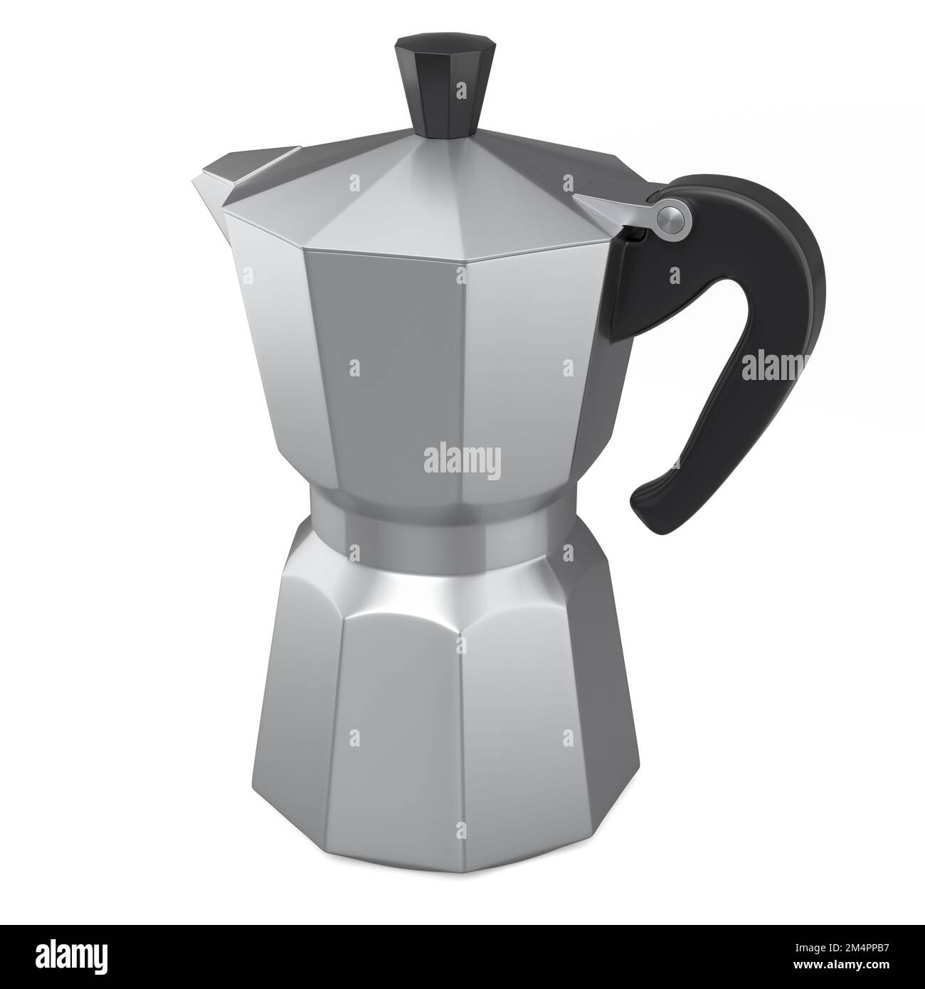 Italian geyser coffee maker a la moka on white background. 3d render of ...