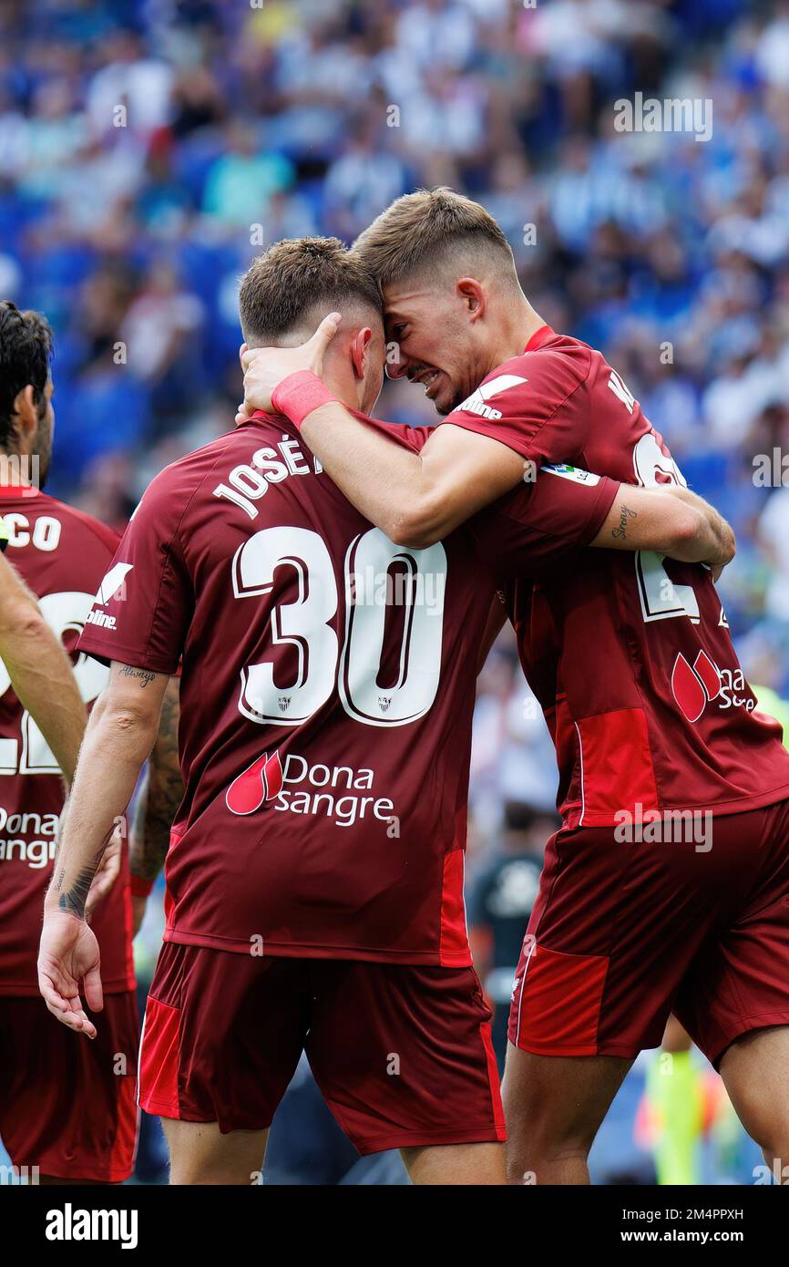 BARCELONA - SEP 10: Jose Angel Carmona celebrates after scoring a goal ...
