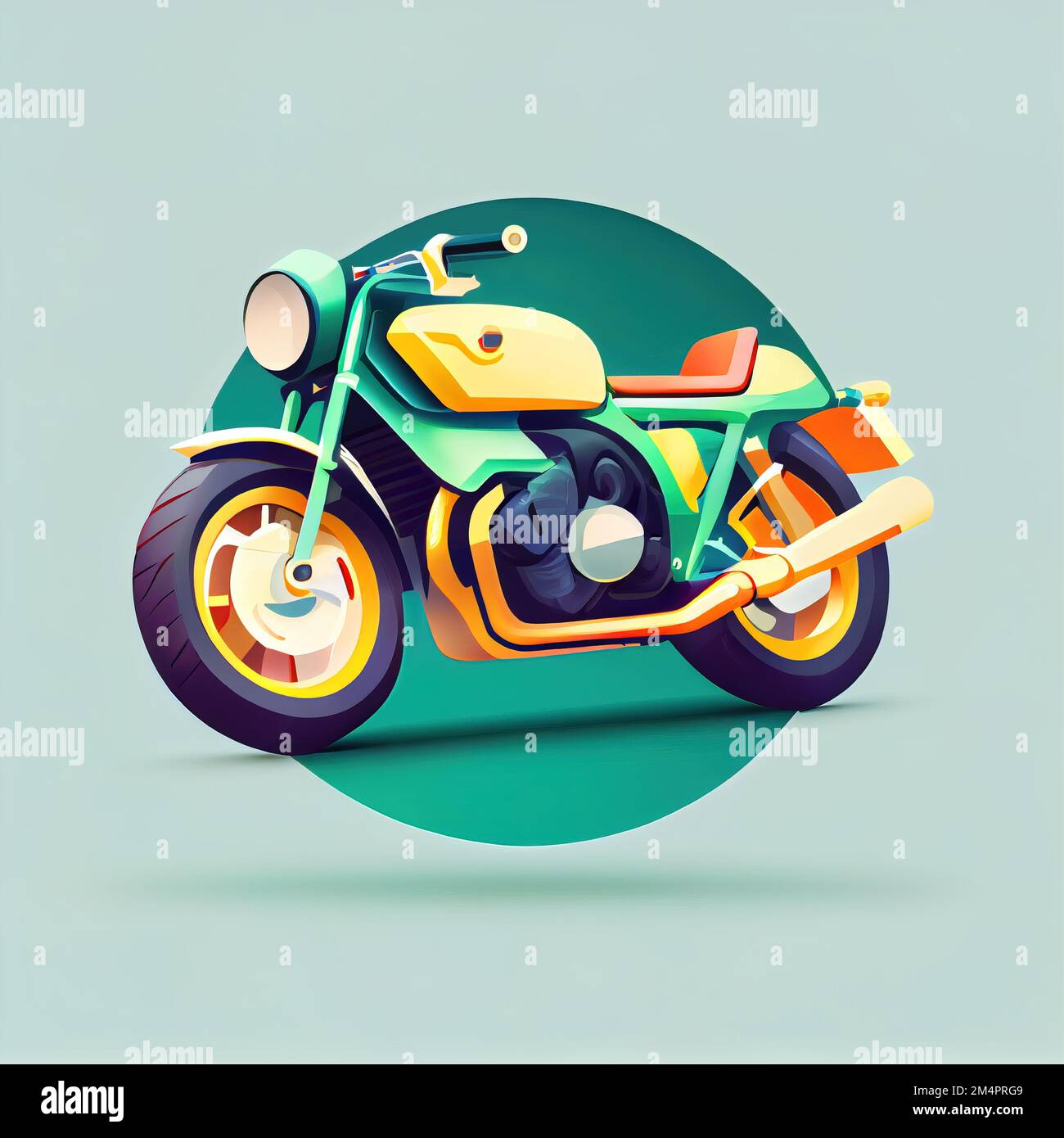 a motorcycle is shown in a circular shape with a green background and a ...