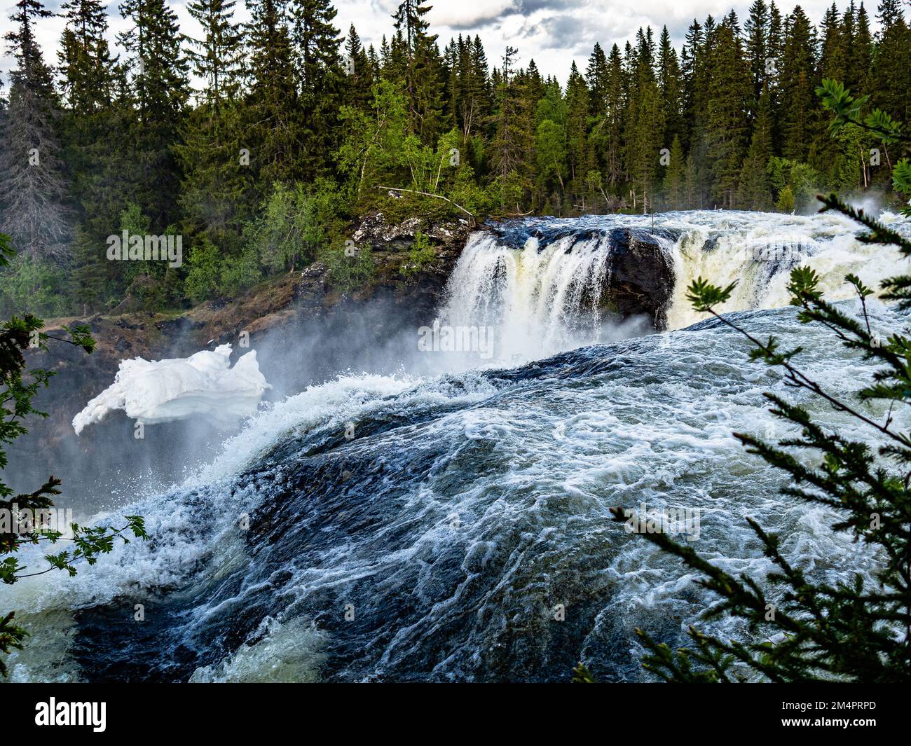 A view of the Ristafallet waterfall which is listed as one of the most ...