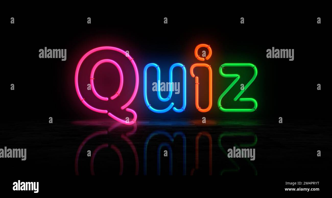 Quiz neon symbol. Retro style question and competition game light color ...