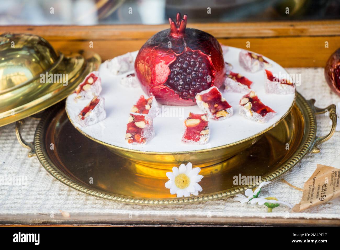 Delicious Turkish delight placed in a metal tray Stock Photo - Alamy