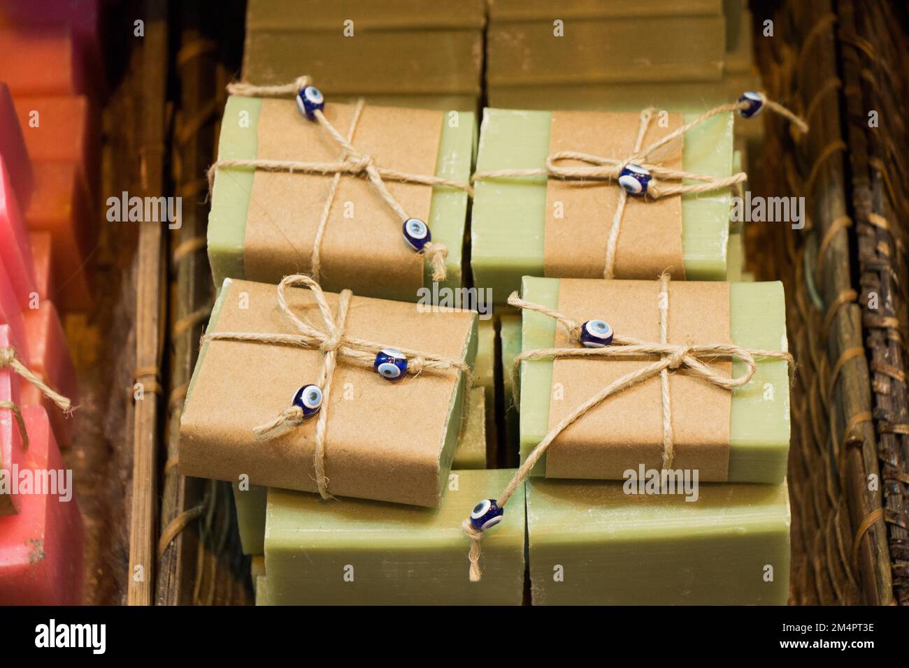 Collection of bars of fragrant hand made organic soap Stock Photo - Alamy
