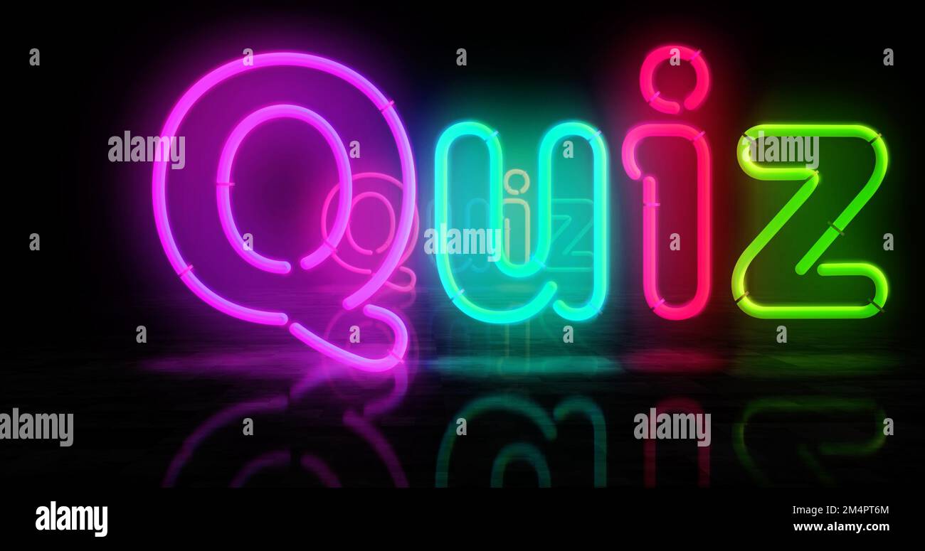 Quiz neon symbol. Retro style question and competition game light color ...