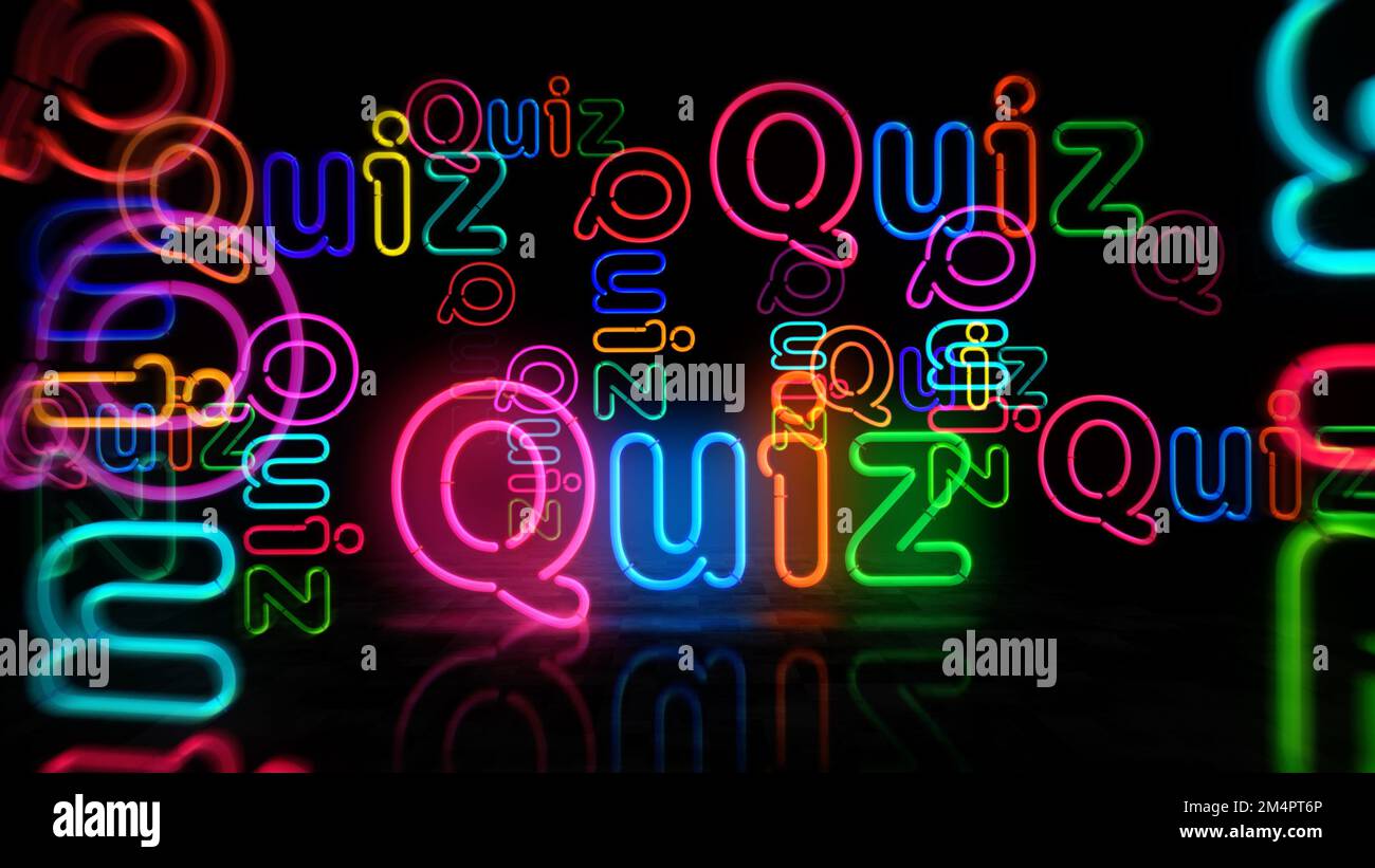 Quiz neon symbol. Retro style question and competition game light color ...
