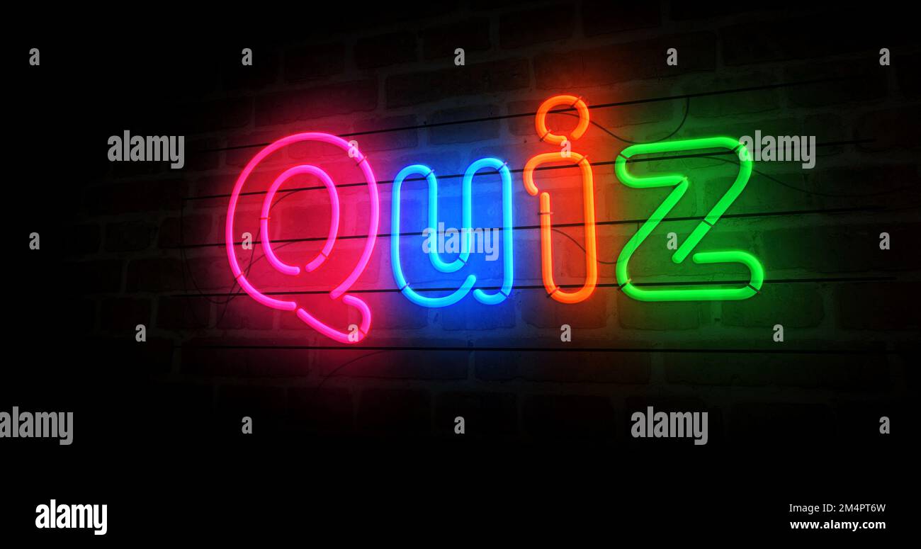 Quiz neon symbol. Retro style question and competition game light color ...