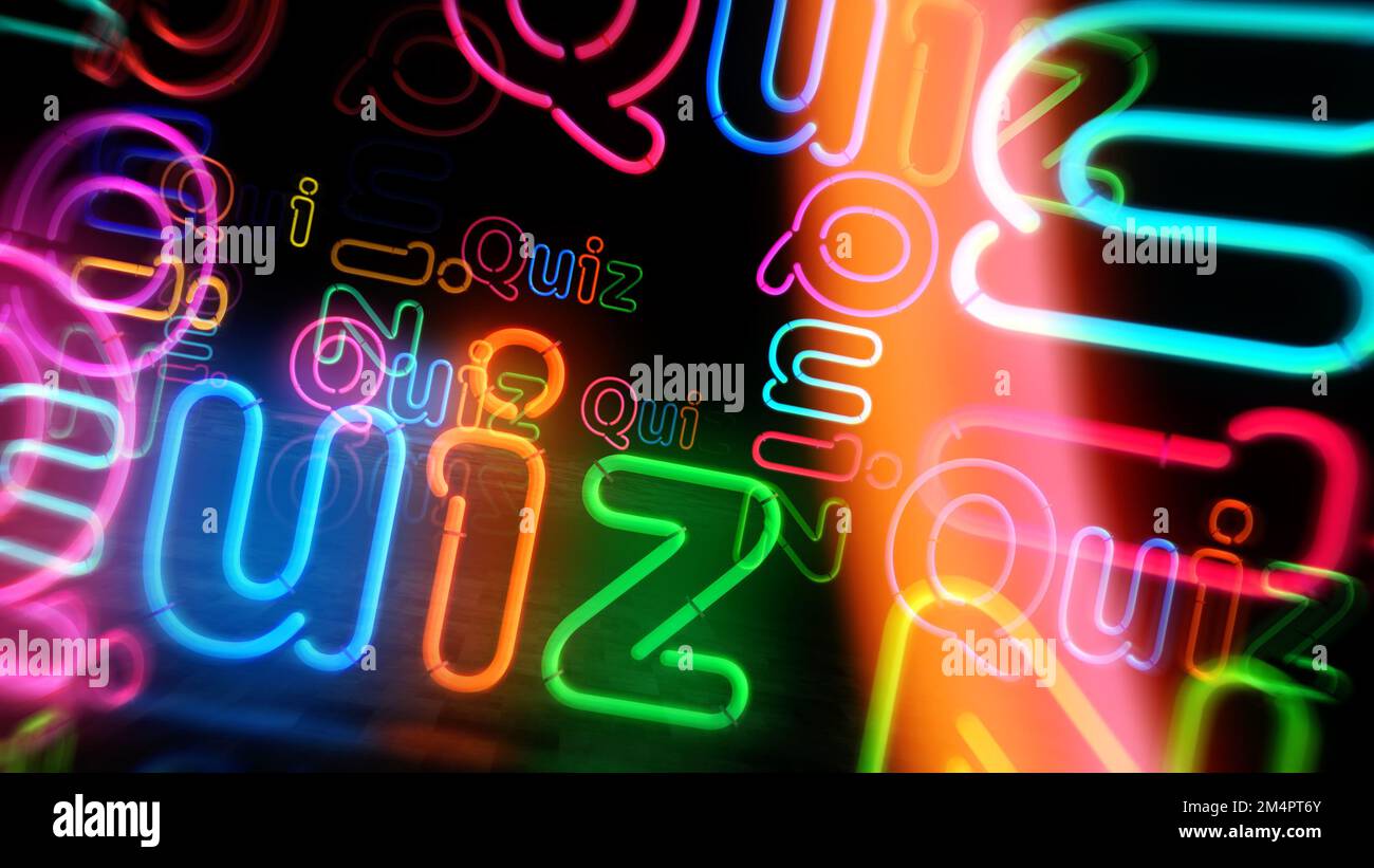 Quiz neon symbol. Retro style question and competition game light color ...