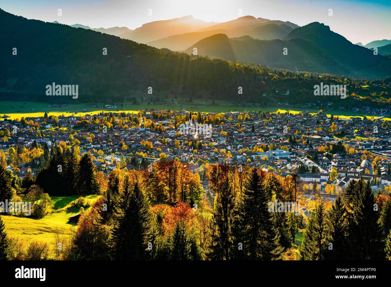 Autumn in Oberstdorf, Oberallgaeu, Bavaria, Germany, behind Hoher Ifen ...