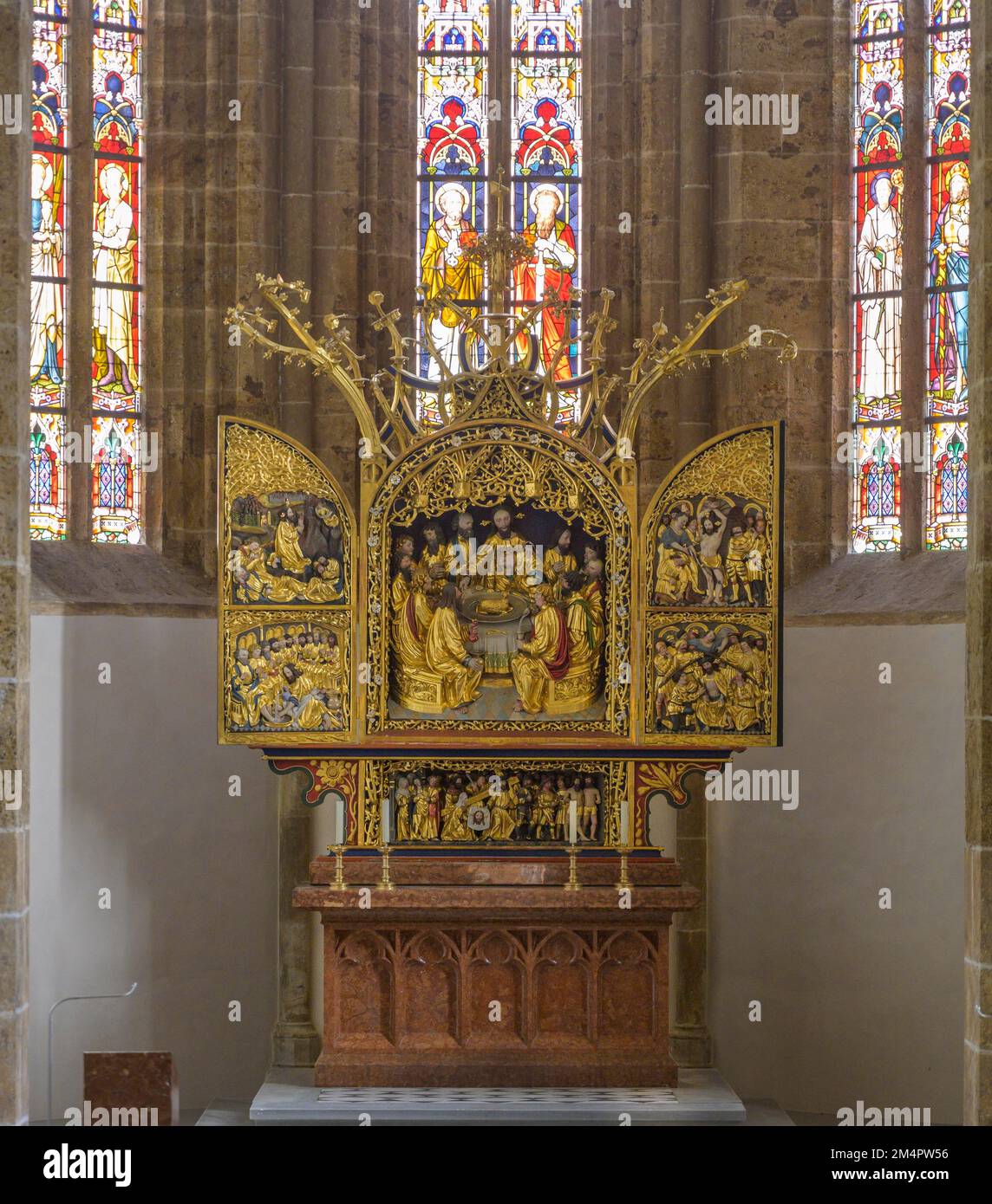 Gothic winged altar in St Peter's Church at St Lambrecht Abbey, Sankt ...