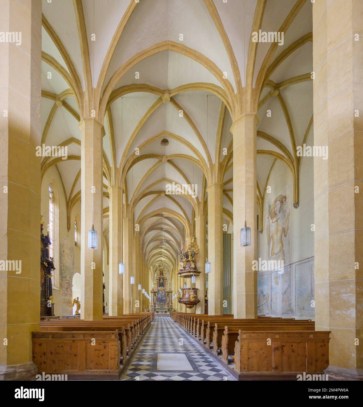 Three-nave Gothic collegiate church Benedictine Abbey of St. Lambrecht ...