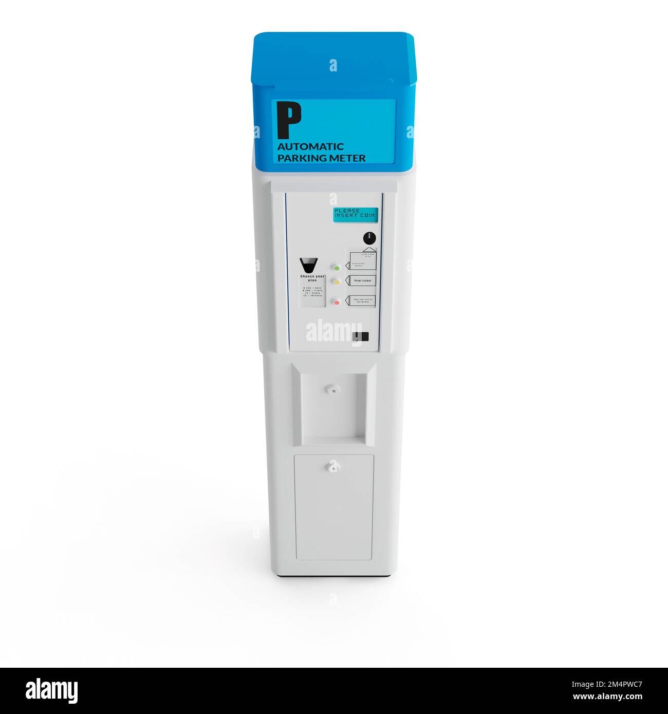 A 3d illustration of a white parking meter isolated on a white ...