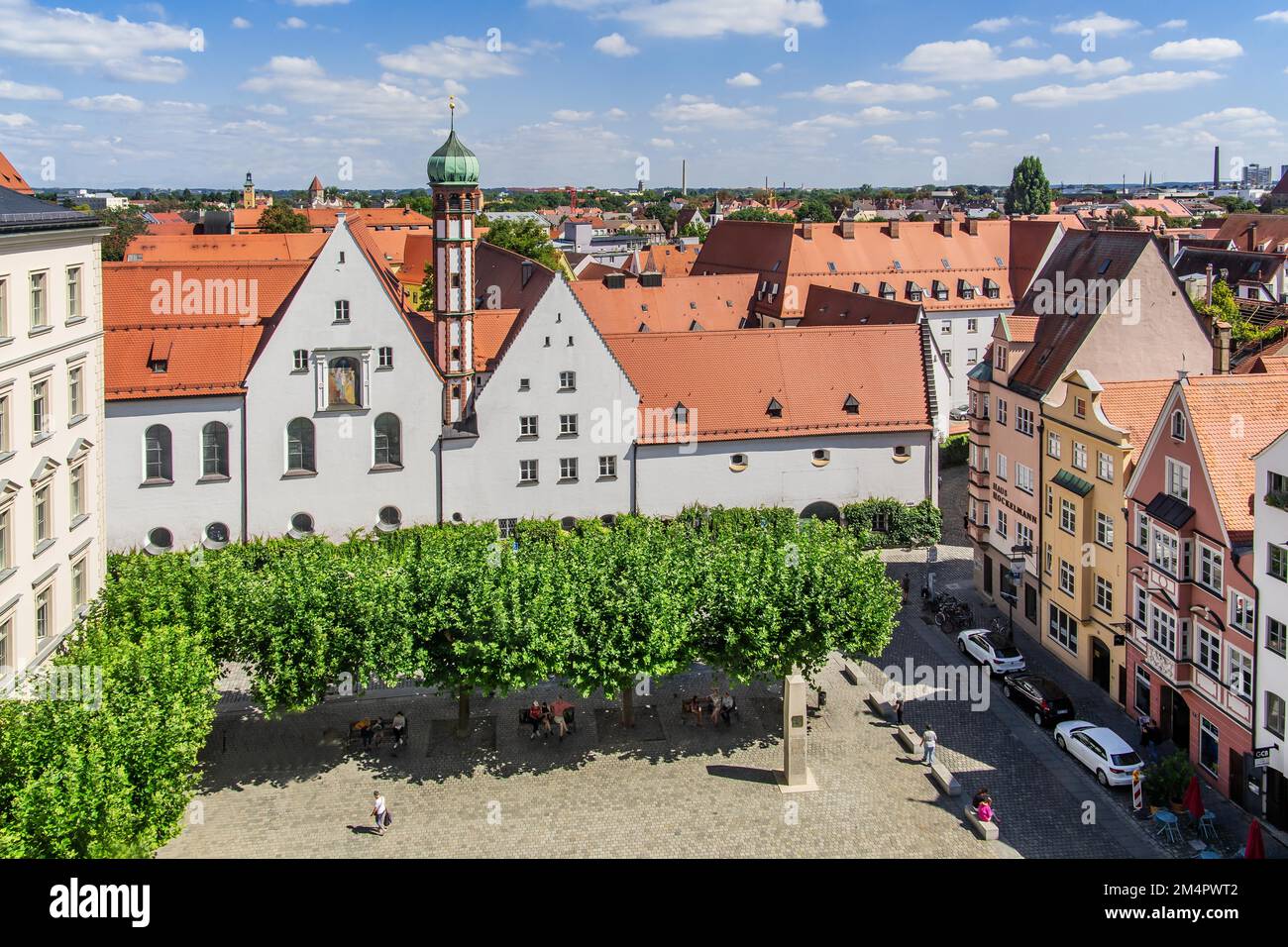 Elias-Holl-Platz with convent of the Franciscan Sisters of Maria Stern ...