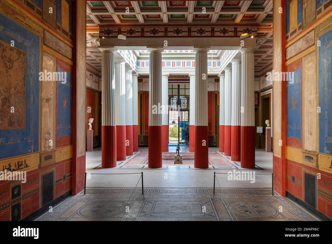 Inner courtyard of the Pompejanum in Aschaffenburg, Franconia, Bavaria ...