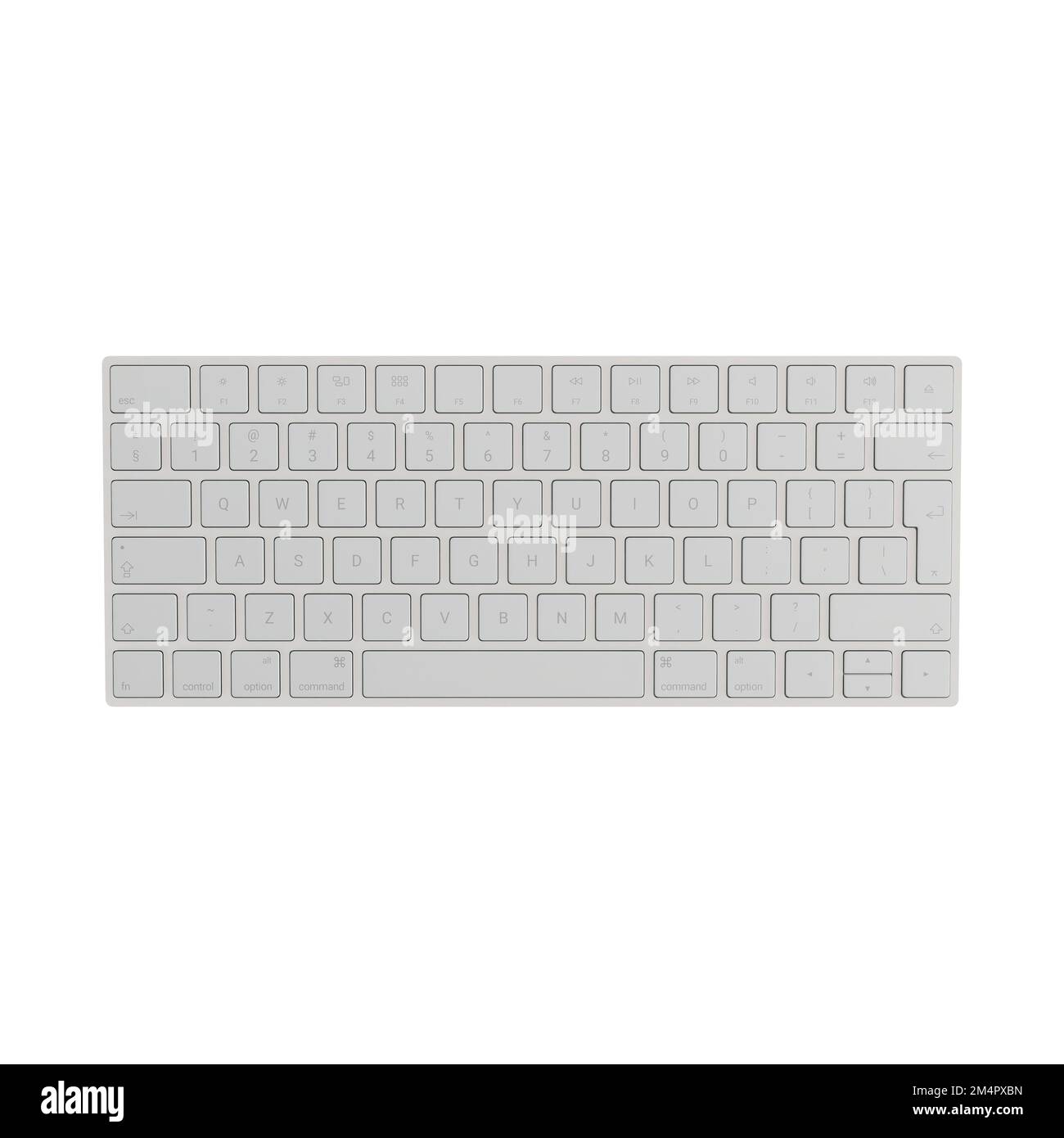 A 3D illustration of a white keyboard isolated on a white background ...