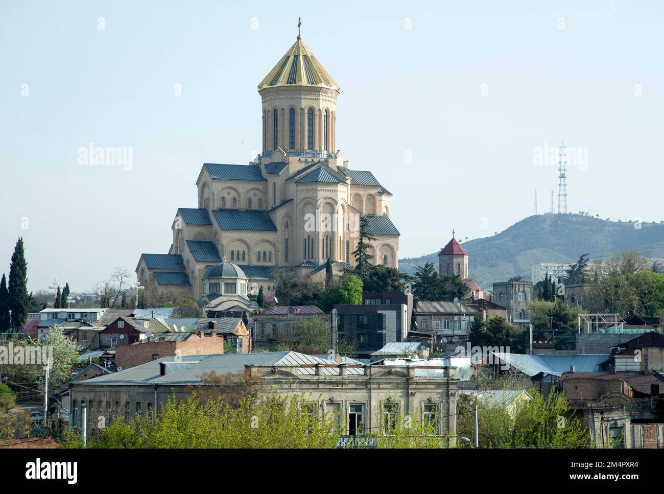 The morning view of Holy Trinity Cathedral of Tbilisi, the third ...