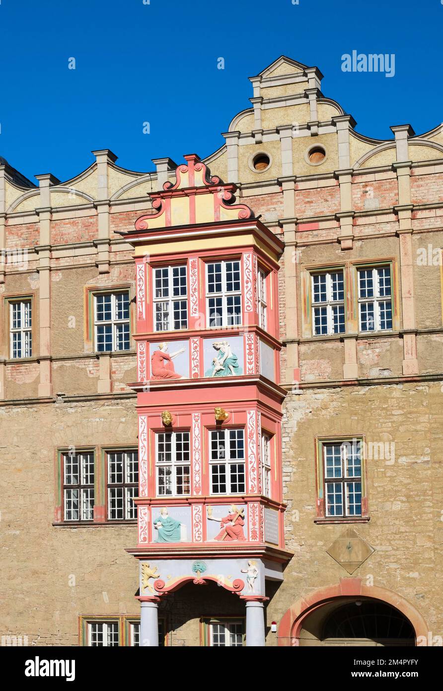 Bay window on the Joachim-Ernst-Bau, courtyard of Bernburg Castle ...