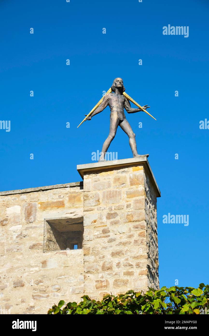 Bronze figure of the polymath Adam Olearius by sculptor Bernd Goebel ...