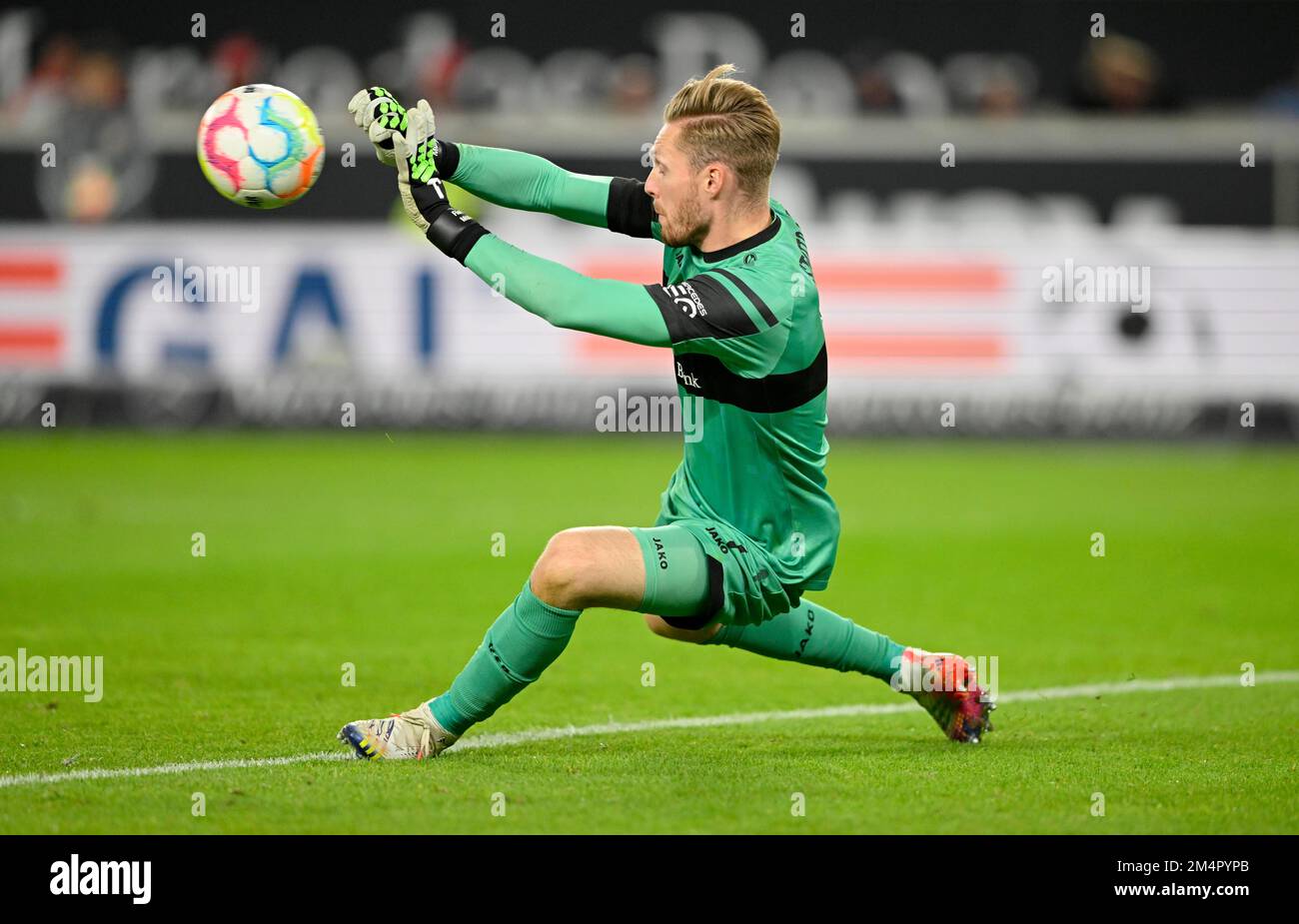 Goalkeeper Florian Mueller VfB Stuttgart (01), save, deflects ball ...