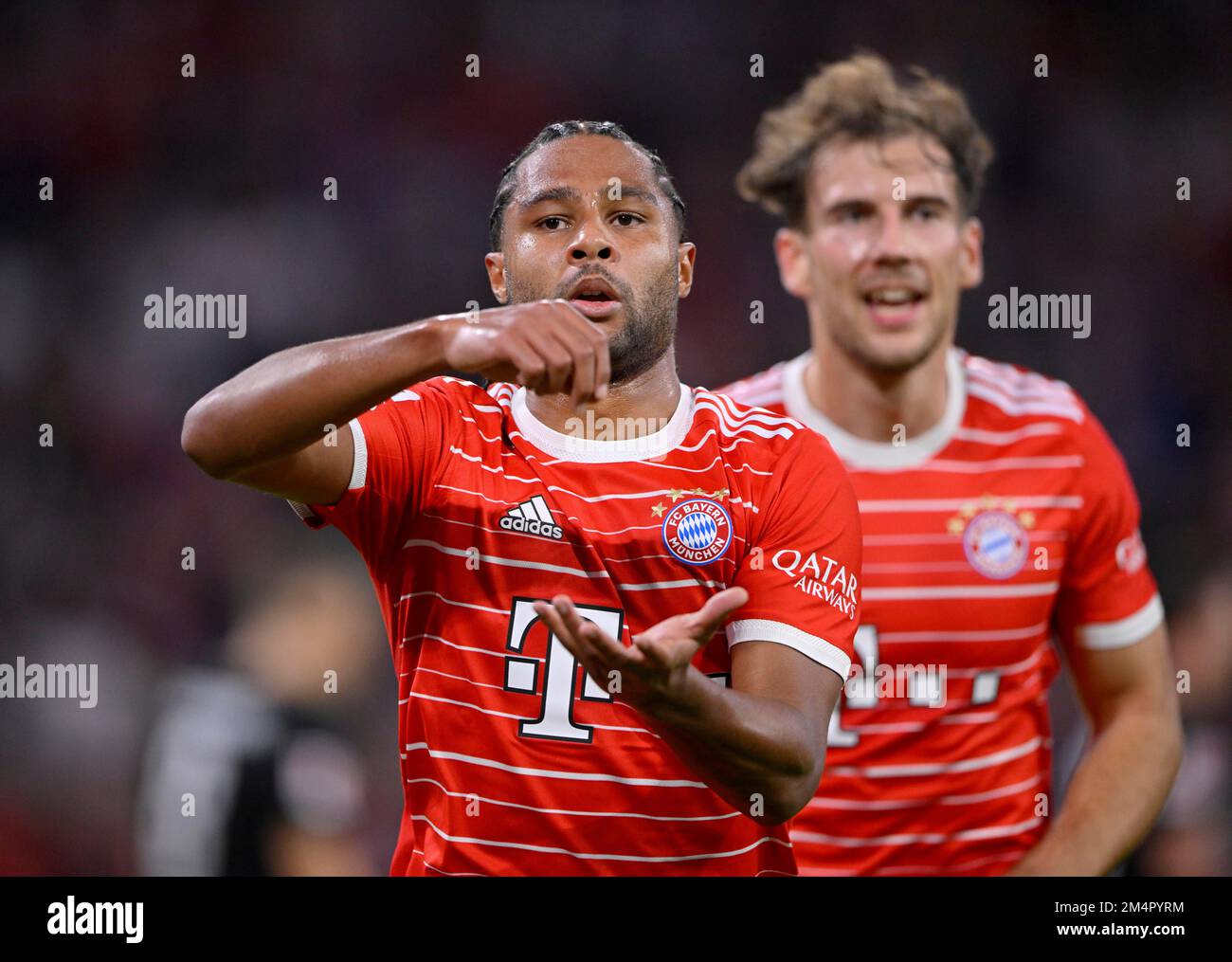 Serge Gnabry FC Bayern Munich FCB (07) Goal celebration cup stir Leon ...