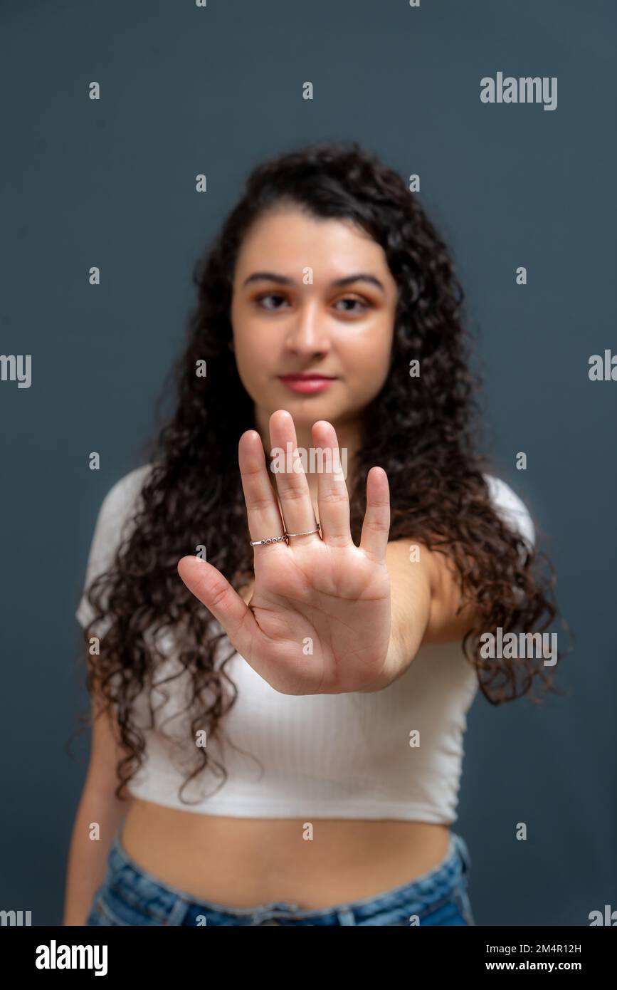 Stop sign hand pose hi-res stock photography and images - Alamy