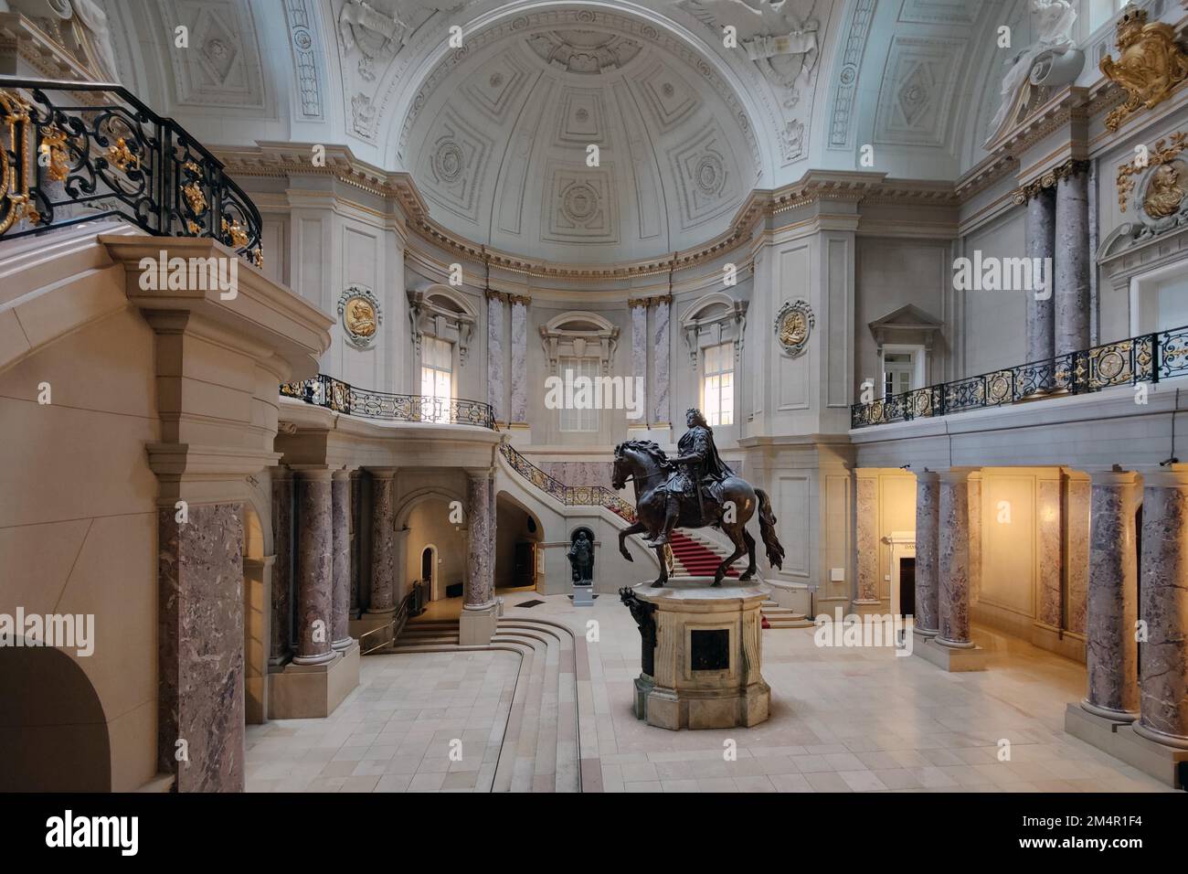 Great Dome Hall with the equestrian statue of the Great Elector, Bode ...
