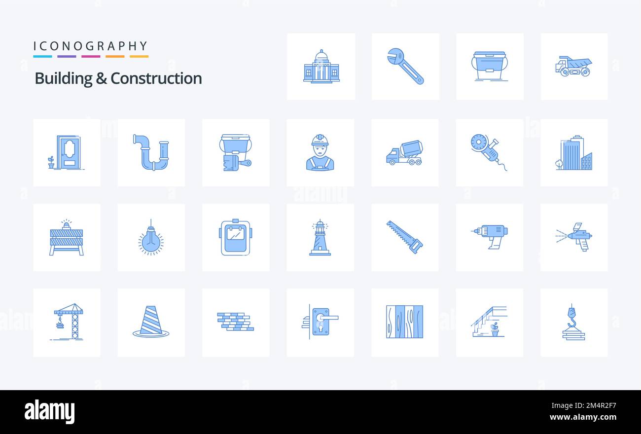 25 Building And Construction Blue icon pack Stock Vector Image & Art ...